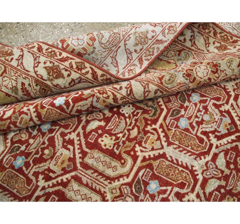 Mid-20th Century Handmade Persian Quom Accent Rug in Rust Red For Sale ...