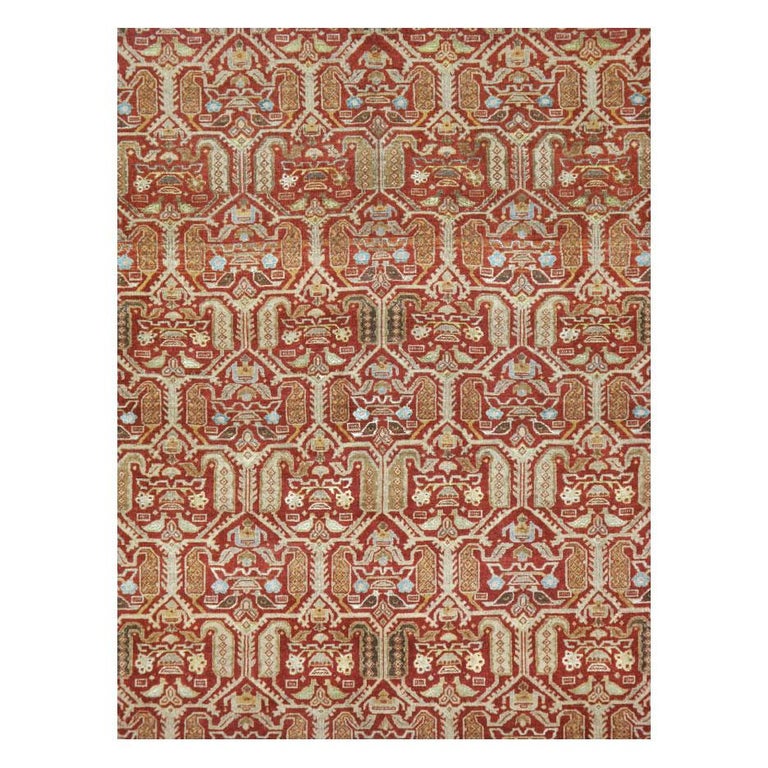 Mid-20th Century Handmade Persian Quom Accent Rug in Rust Red For Sale ...