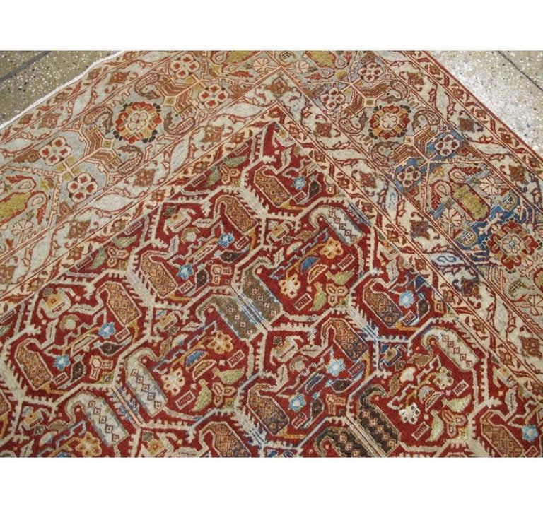 Mid-20th Century Handmade Persian Quom Accent Rug in Rust Red For Sale ...