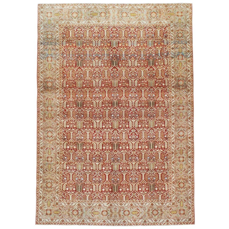 Mid-20th Century Handmade Persian Quom Accent Rug in Rust Red For Sale ...