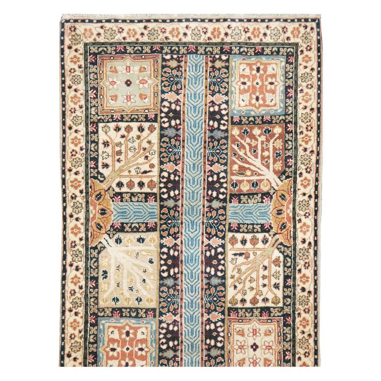 Mid-20th Century Handmade Persian Tabriz Chahar Bagh Runner at 1stDibs