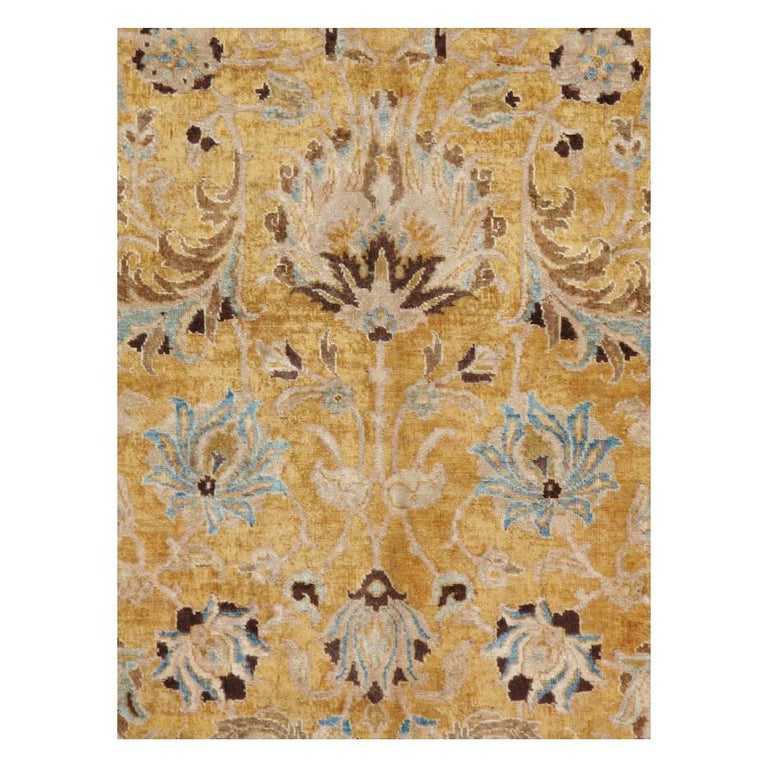 Mid-20th Century Handmade Persian Tabriz Room Size Carpet In Goldenrod ...