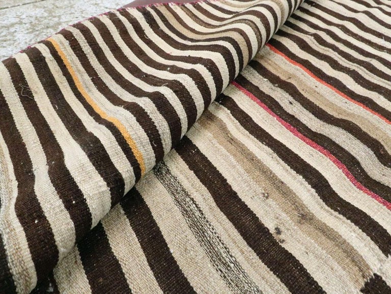 Mid-20th Century Handmade Persian Zebra Striped Flatweave Tribal Accent ...
