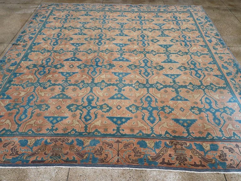 Mid-20th Century Handmade Spanish Cuenca Square Room Size Carpet For ...