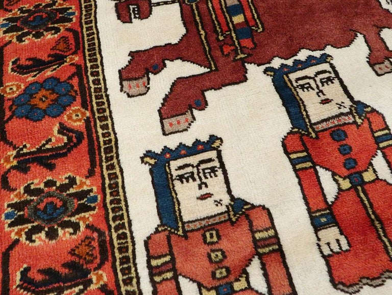 Mid-20th Century Handmade Tribal Folk Persian Pictorial Kurdish Accent ...