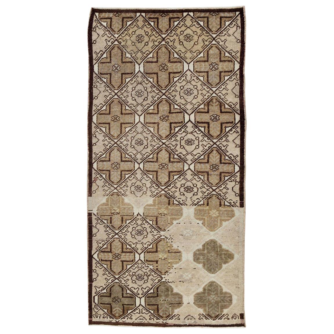 Yellow Green 20th Century Wool Handmade Turkish Konya Runner For Sale ...