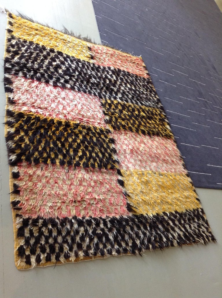 Mid-20th Century Handwoven Moroccan Shaggy Wool Rug by Doris Leslie ...