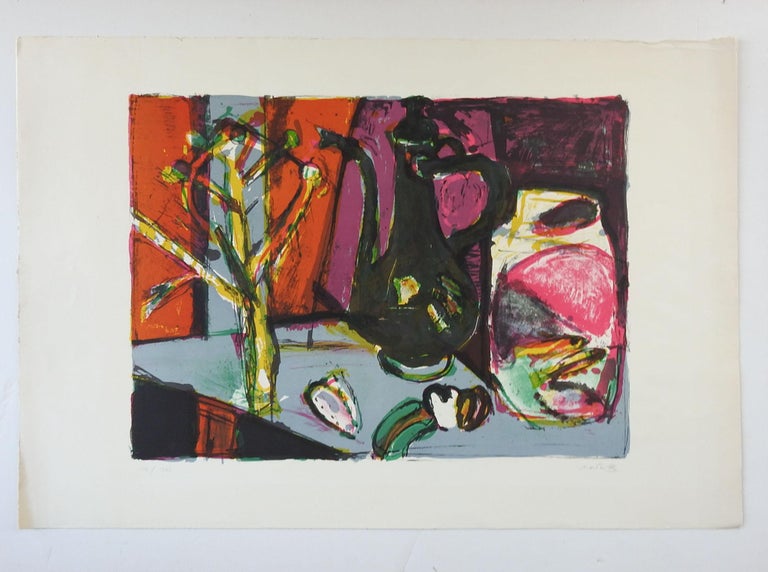 Mid-20th Century Hans Falk Abstract Still Life Lithograph For Sale at ...
