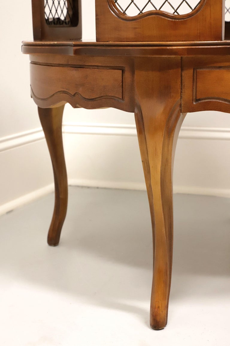 Mid 20th Century Hardwood, Brass Mesh and Leather French Round Accent ...