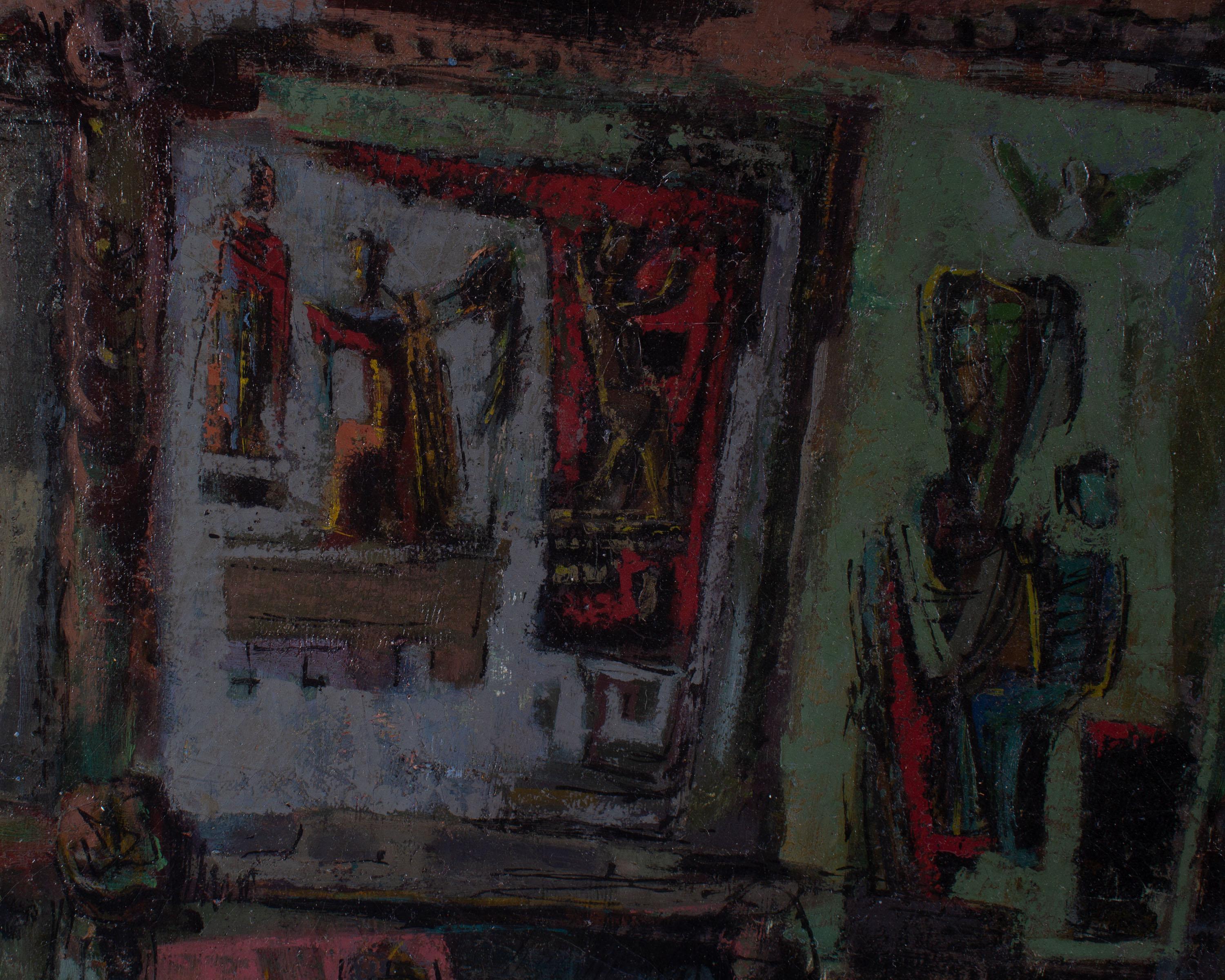 Mid-20th Century Harry Engel Signed Oil on Board Abstract Painting at ...