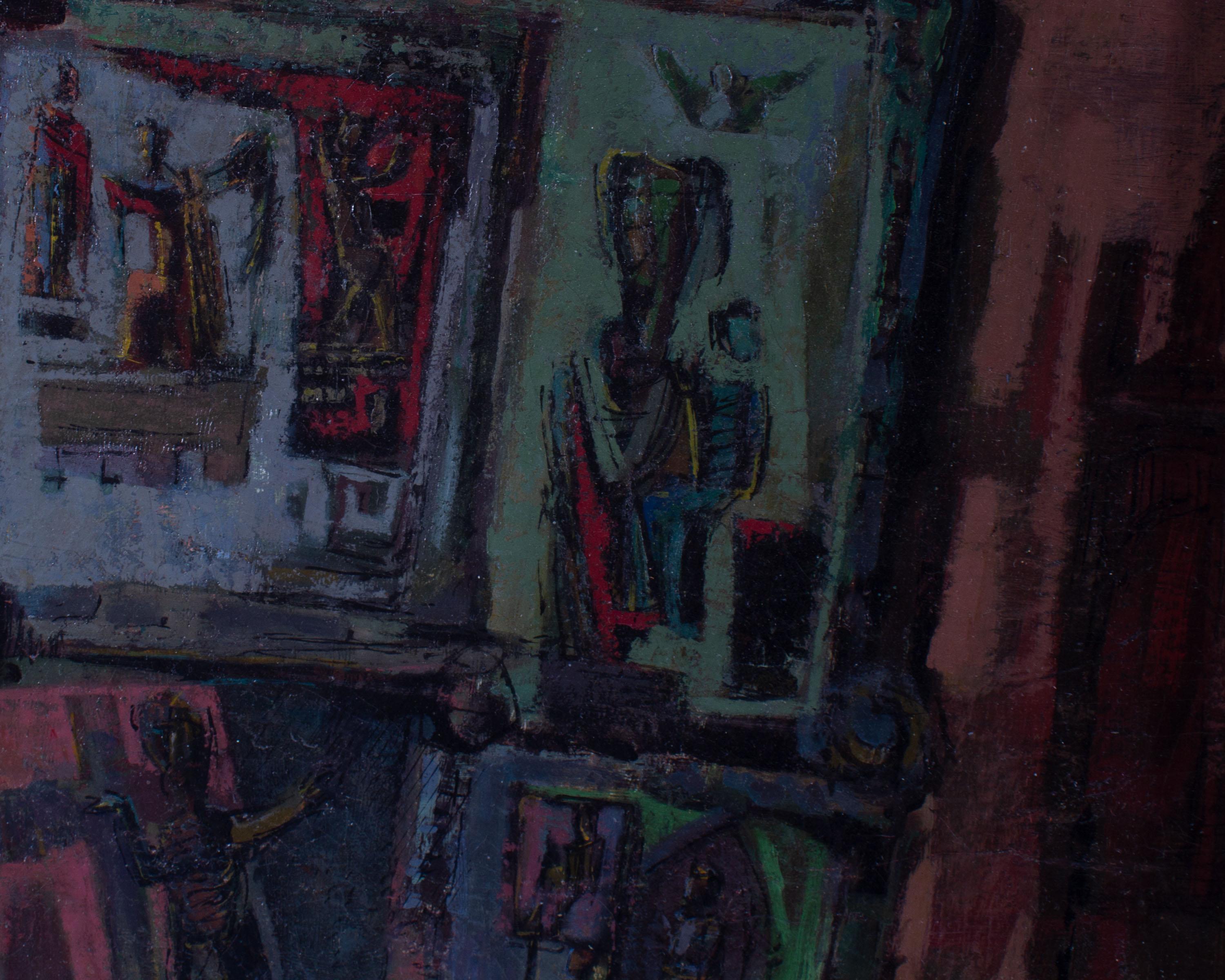 Mid-20th Century Harry Engel Signed Oil on Board Abstract Painting at ...