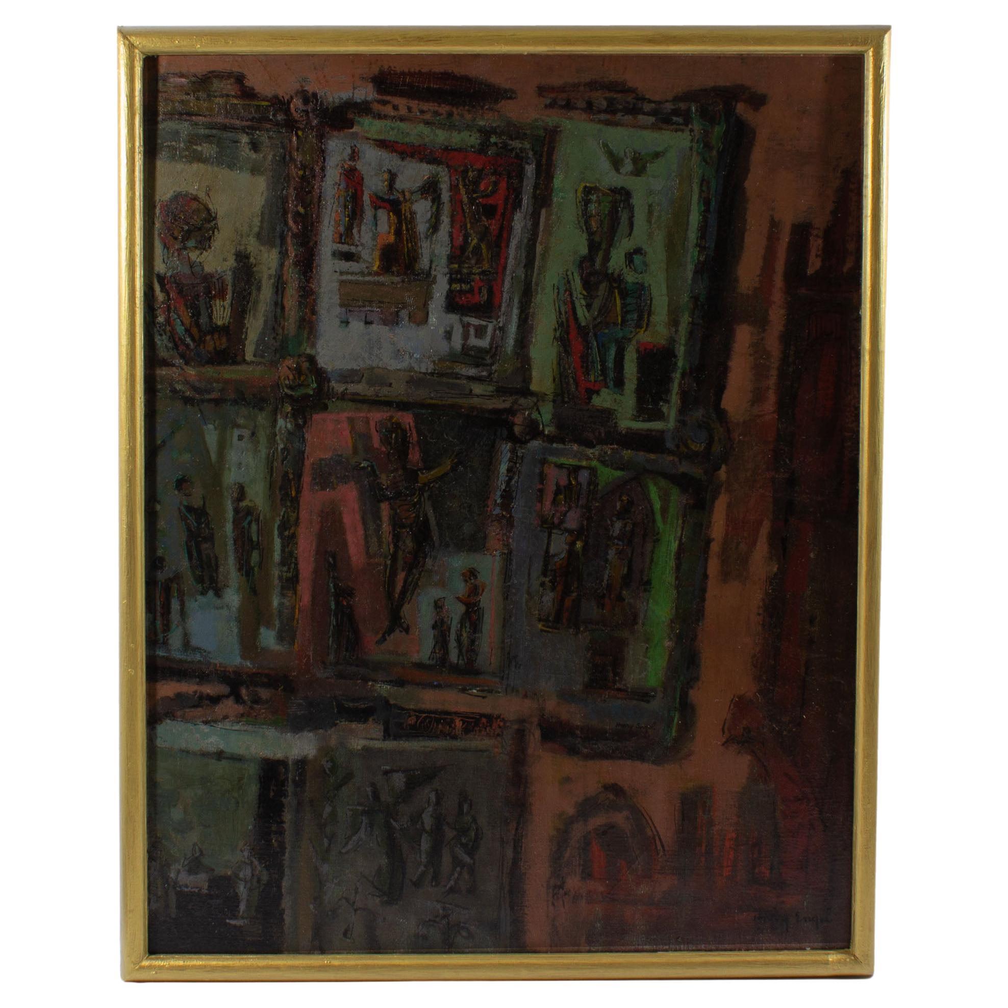 Mid-20th Century Harry Engel Signed Oil on Board Abstract Painting at ...