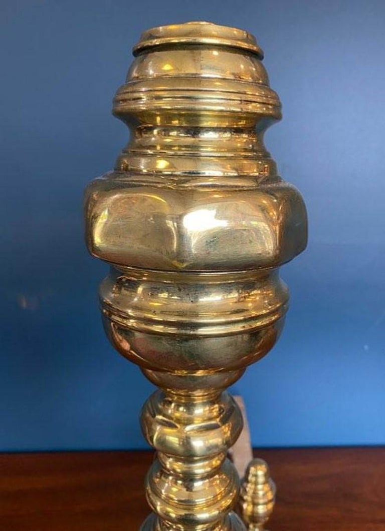 Mid 20th Century Harvin Company Federal Style Brass Andirons with Claw ...