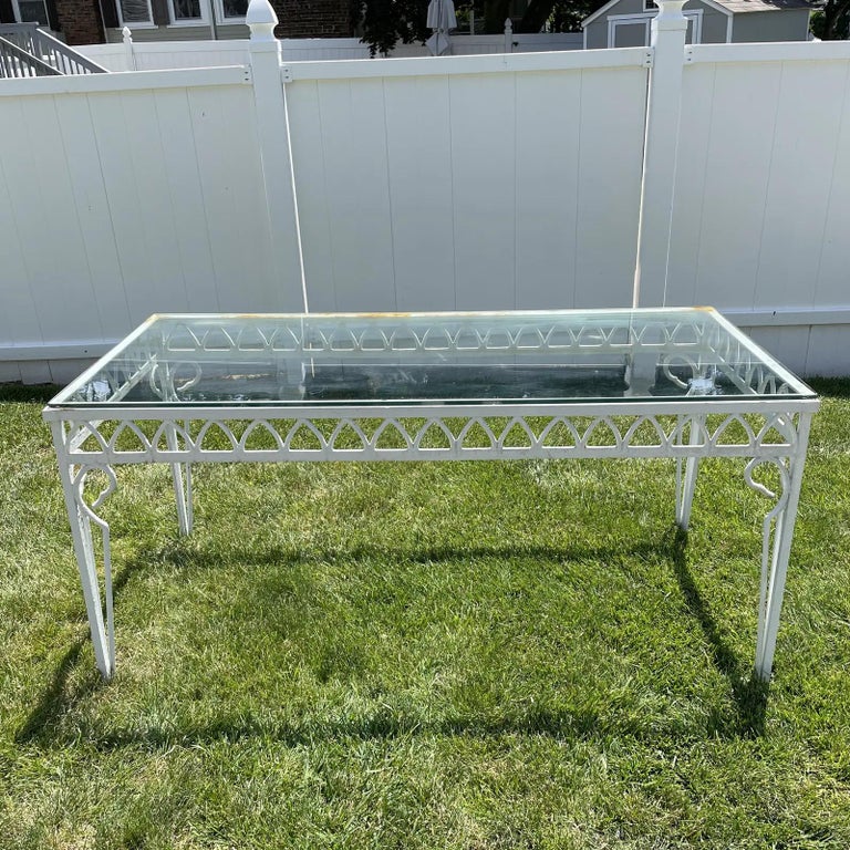 Mid 20th Century Hollywood Regency Wrought Iron Dining Table and 8 ...