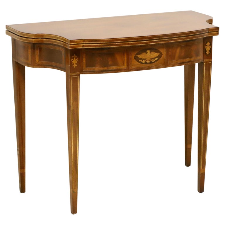 Mid 20th Century Inlaid Mahogany Federal Style Fold Top Game / Console ...