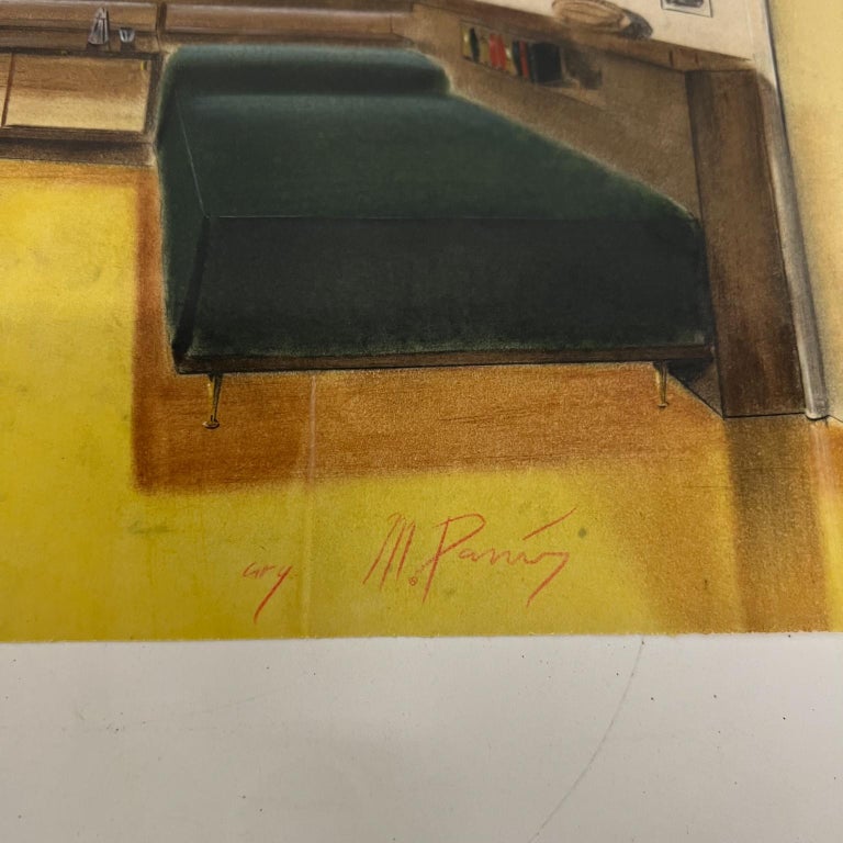 Mid 20th Century Interior Modular Design Color Sketch Mario Pani Mexico ...