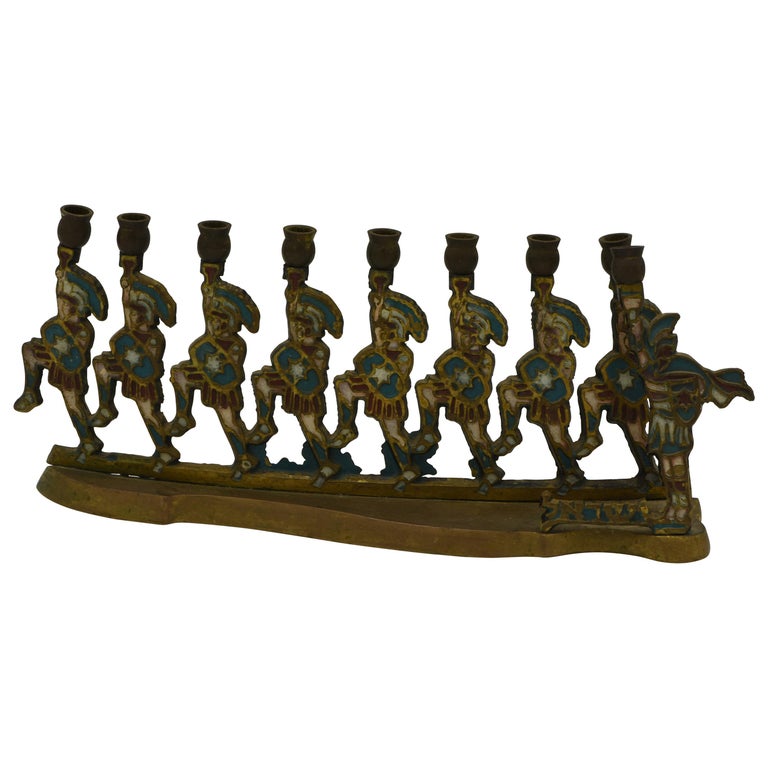 Mid-20th Century Israeli Brass Hanukkah Lamp Menorah For Sale at 1stDibs