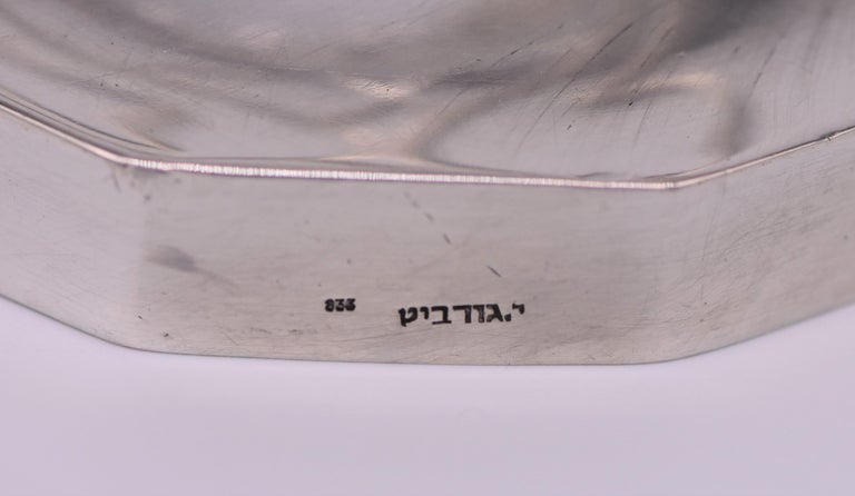Mid-20th Century Israeli Silver Arts and Crafts Hanukkah Lamp Menorah ...