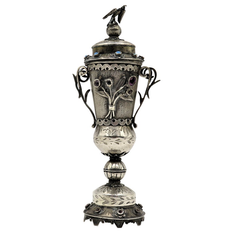 Mid-20th Century Israeli Silver Hanukkah Lamp and Havdalah Set in ...