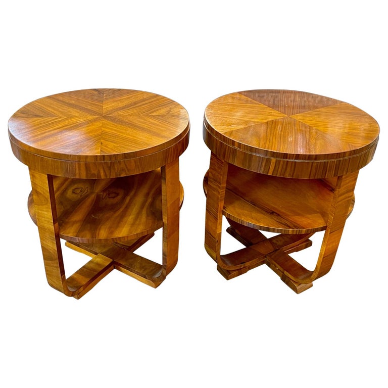 Mid 20th Century Italian Art Deco Style Walnut Side Tables at 1stDibs