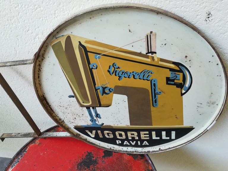 Mid-20th Century Italian Metal Sewing Machine Sign by Brand Vigorelli ...