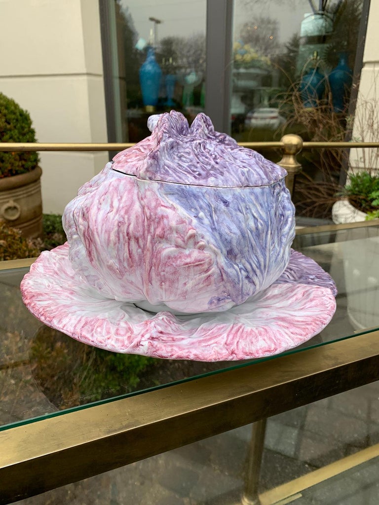 Mid-20th Century Italian Purple Porcelain Cabbage Tureen with ...