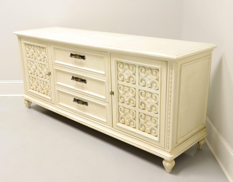 Mid 20th Century Ivory Painted Slightly Distressed Spanish Style Triple ...