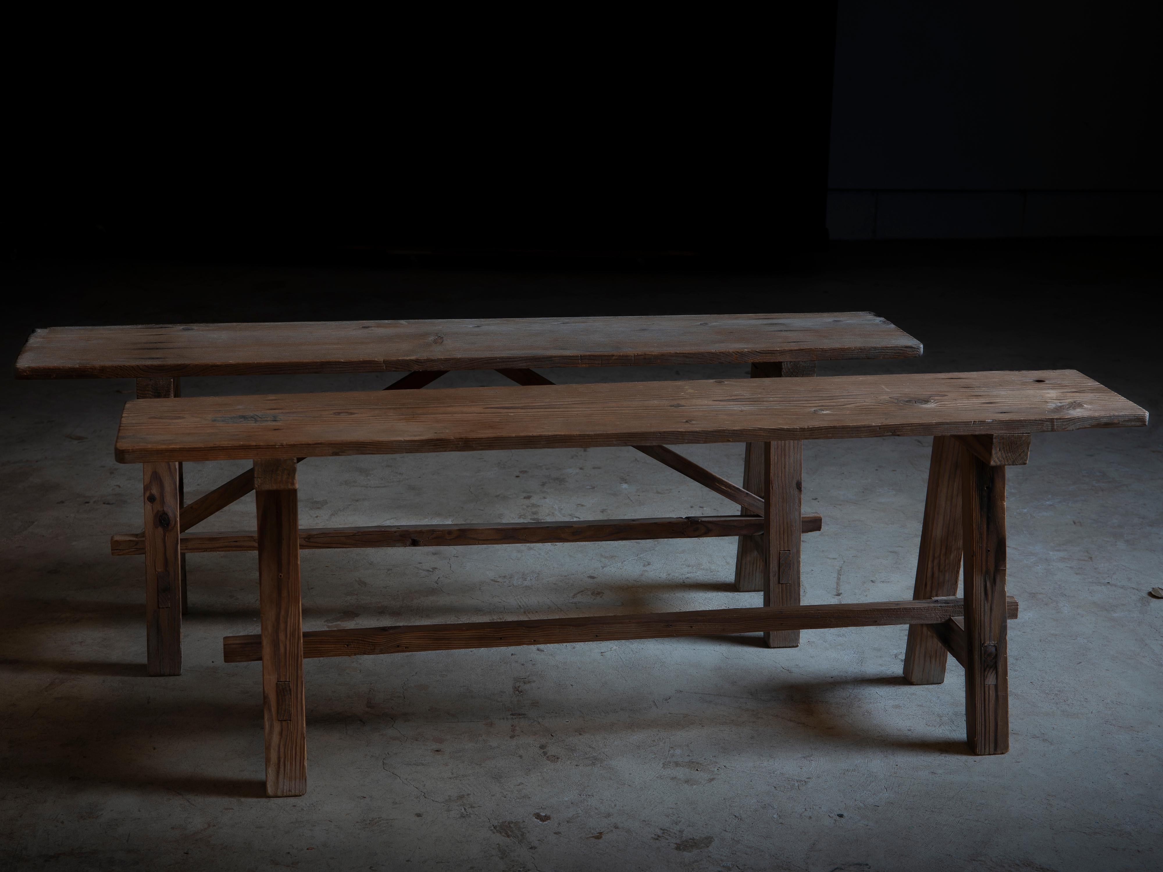 mid 20th Century Japanese vintage Hinoki cypress long bench wabi sabi ...