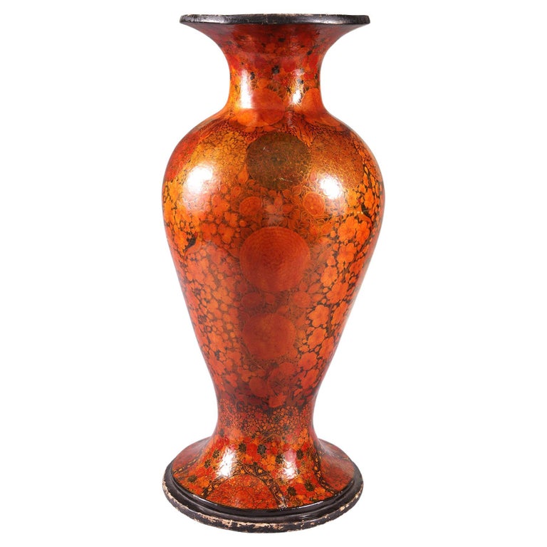 Mid-20th Century Kashmiri Lacquer Papier Mache Vase For Sale at 1stDibs