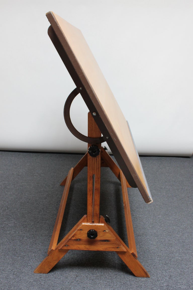 Mid-20th Century Large Maple and Oak Drafting Table For Sale at 1stDibs
