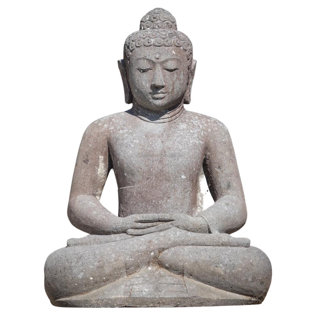 Early 21st century lavastone Buddha statue from Indonesia ...