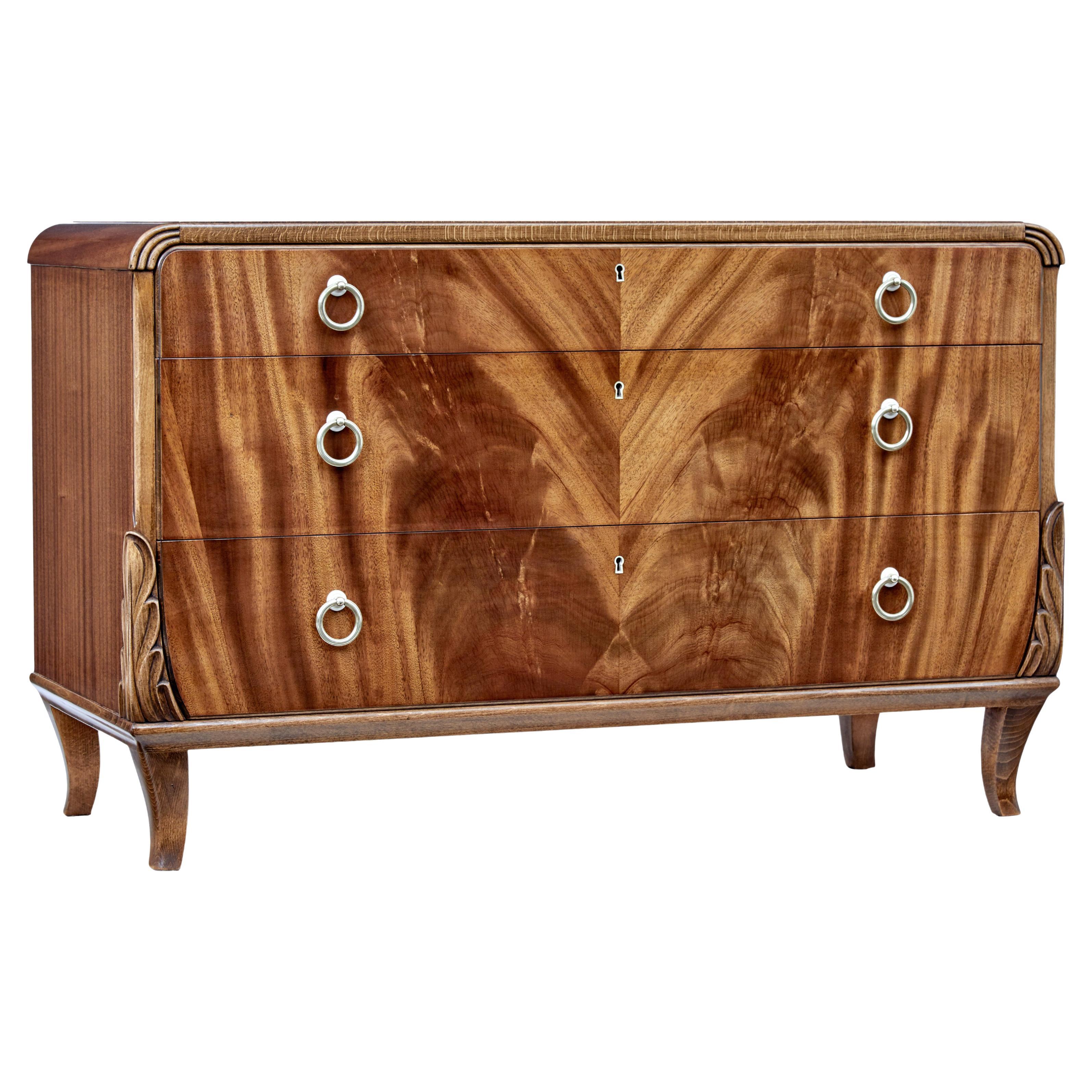 Mid-20th Century Mahogany Marble Top Chest of Drawers For Sale at 1stDibs