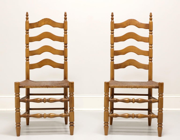 Mid 20th Century Maple Farmhouse Ladder Back Dining Side Chairs - Pair ...