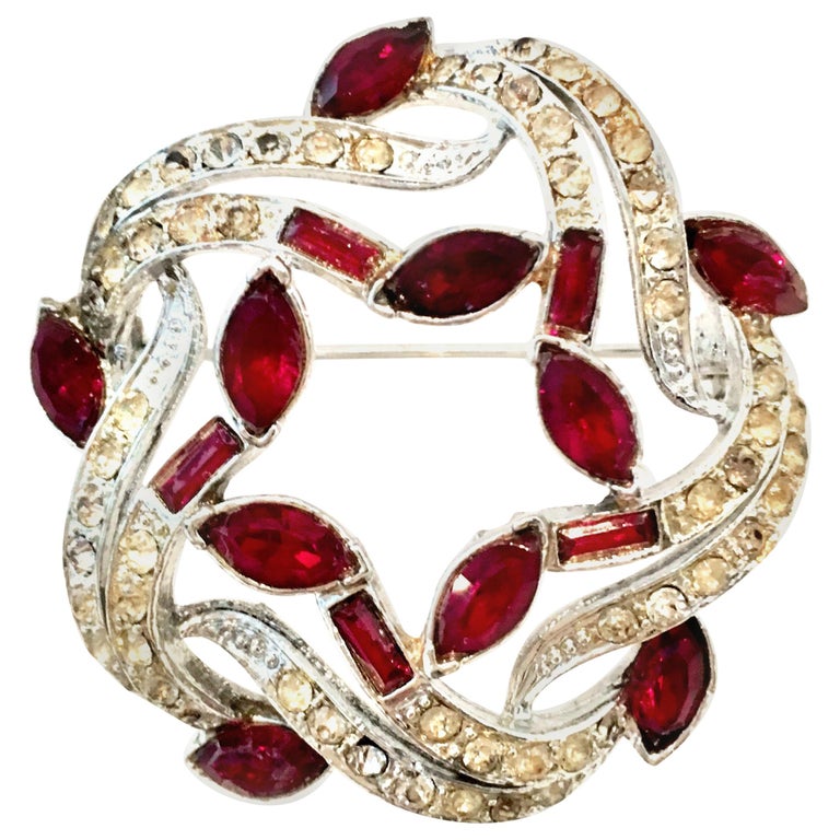 Mid-20th Century Marcel Boucher Style Silver and Austrian Crystal ...