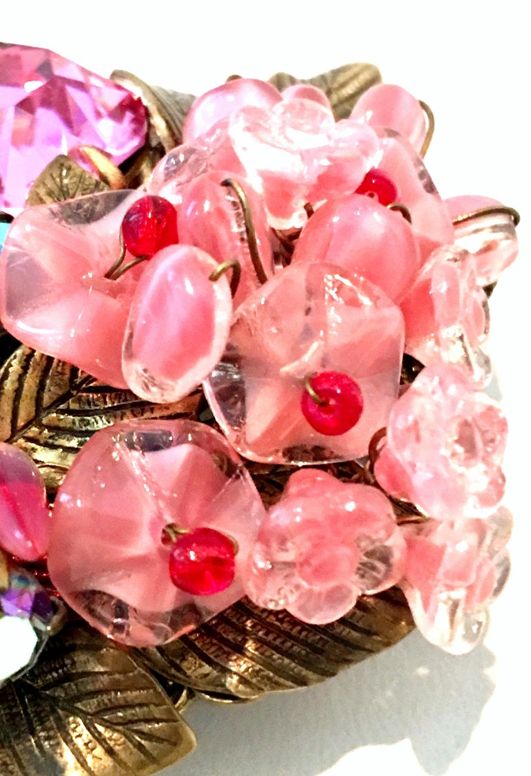 Mid-20th Century Miriam Haskell Style Gold and Austrian Crystal ...