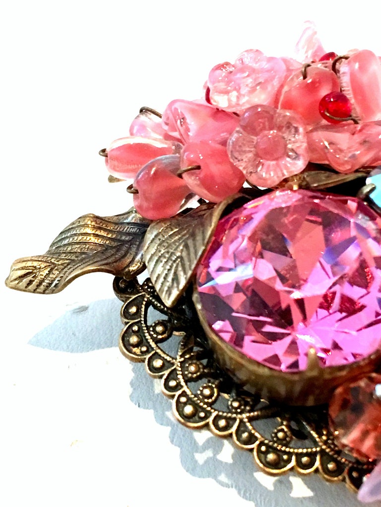 Mid-20th Century Miriam Haskell Style Gold and Austrian Crystal ...