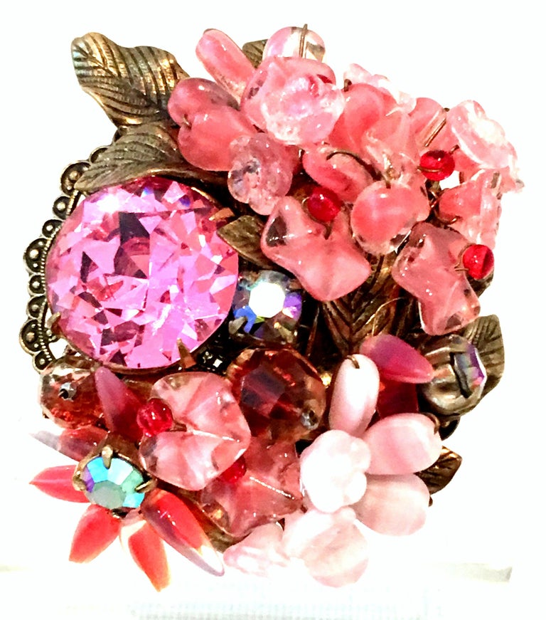 Mid-20th Century Miriam Haskell Style Gold and Austrian Crystal ...