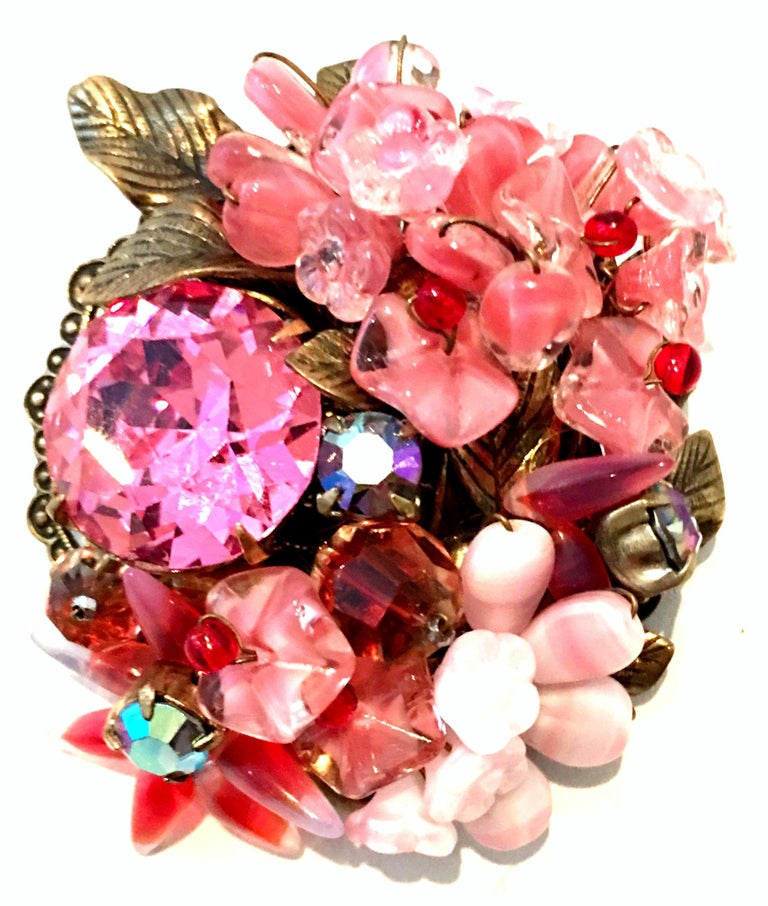 Mid-20th Century Miriam Haskell Style Gold and Austrian Crystal ...