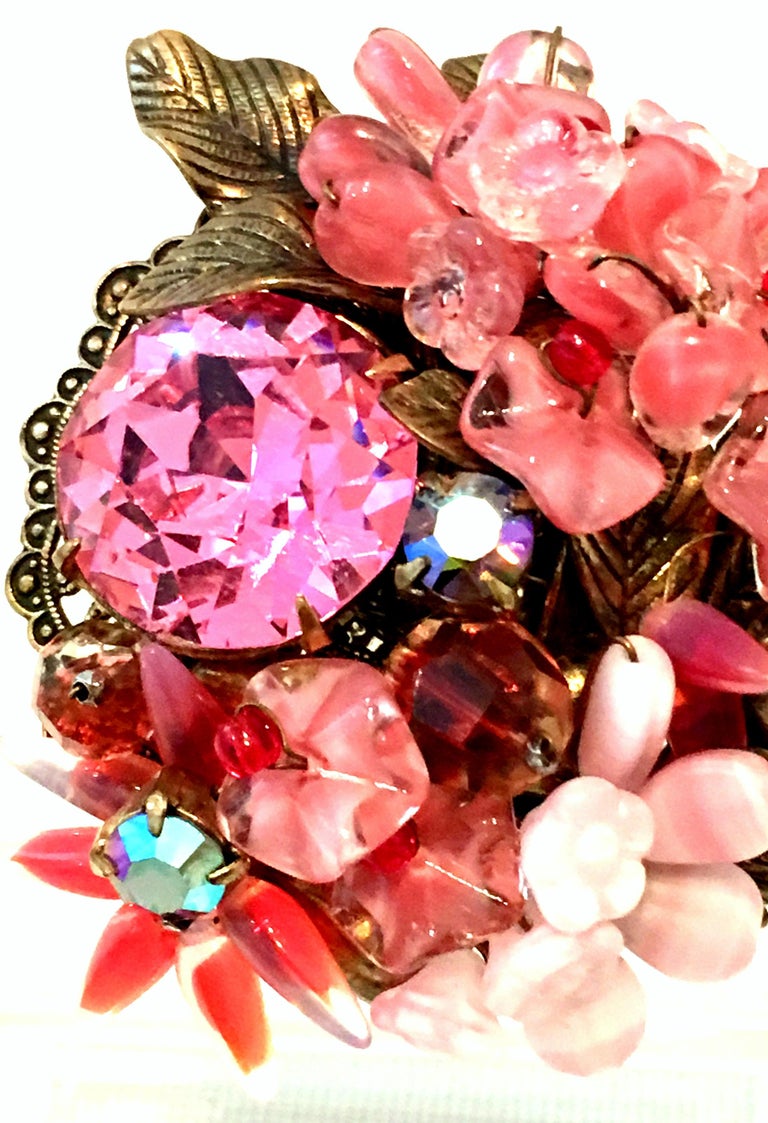 Mid-20th Century Miriam Haskell Style Gold and Austrian Crystal ...