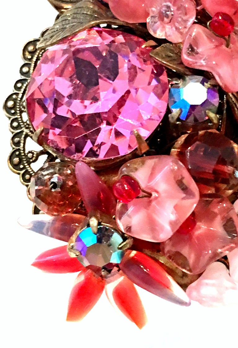 Mid-20th Century Miriam Haskell Style Gold and Austrian Crystal ...