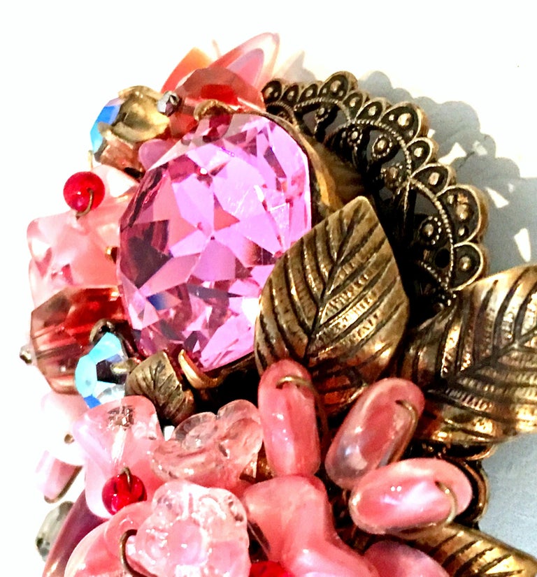 Mid-20th Century Miriam Haskell Style Gold and Austrian Crystal ...