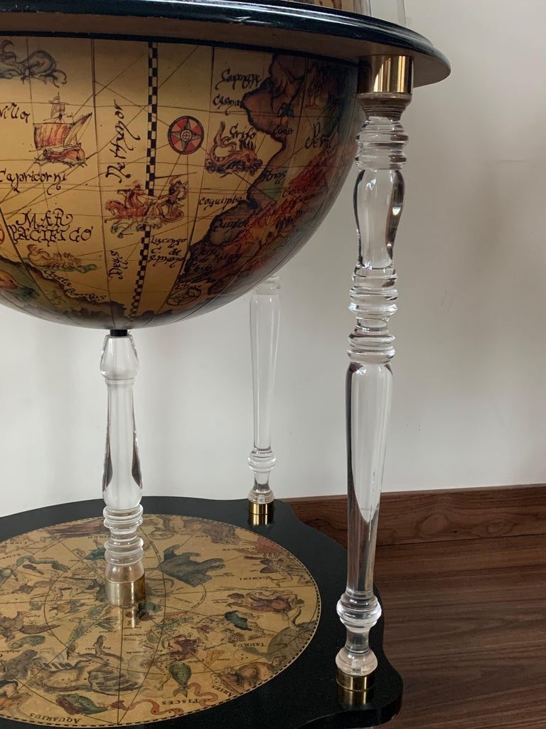 Mid-20th Century Modern Lucite and Ebonized Globe Cocktail Cabinet Dry ...