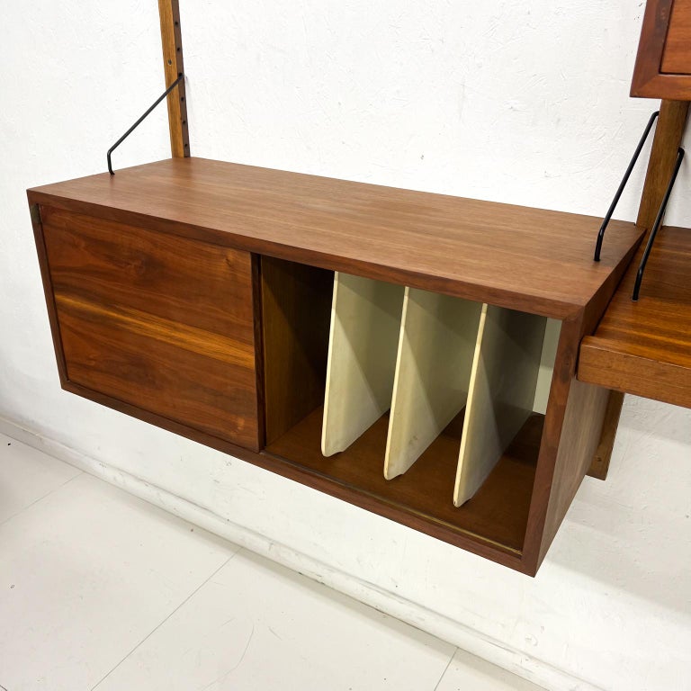 1960s Modern Scandinavian Two Bay Wall Unit System Record Cabinet Style ...