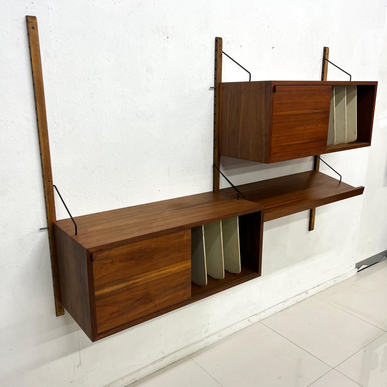 1960s Modern Scandinavian Two Bay Wall Unit System Record Cabinet Style ...