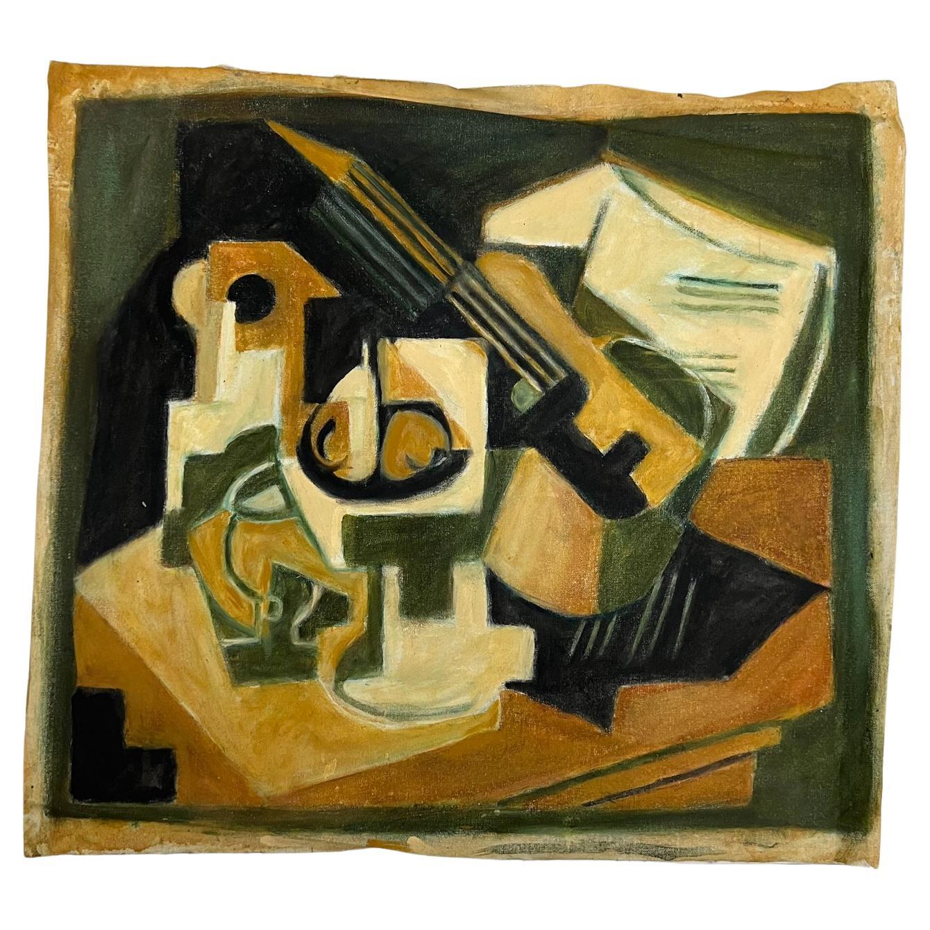 Mid-Century Modernist Oil on Canvas Still Life For Sale at 1stDibs