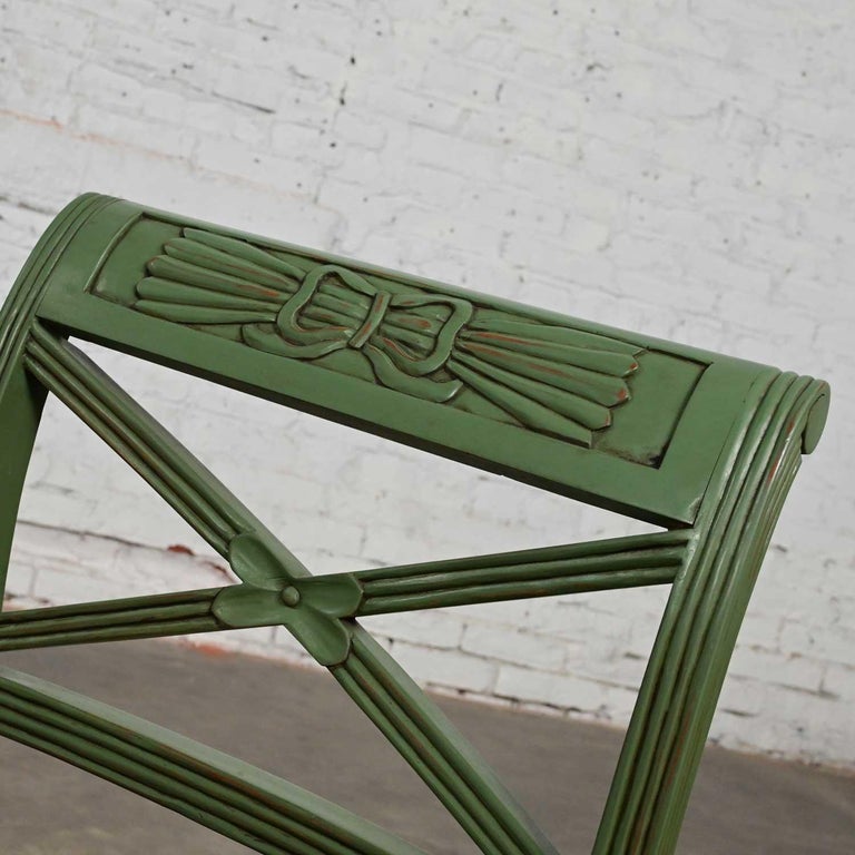 Mid-20th Century Neoclassic Style Hunter Green Faux Leather Short Bench ...