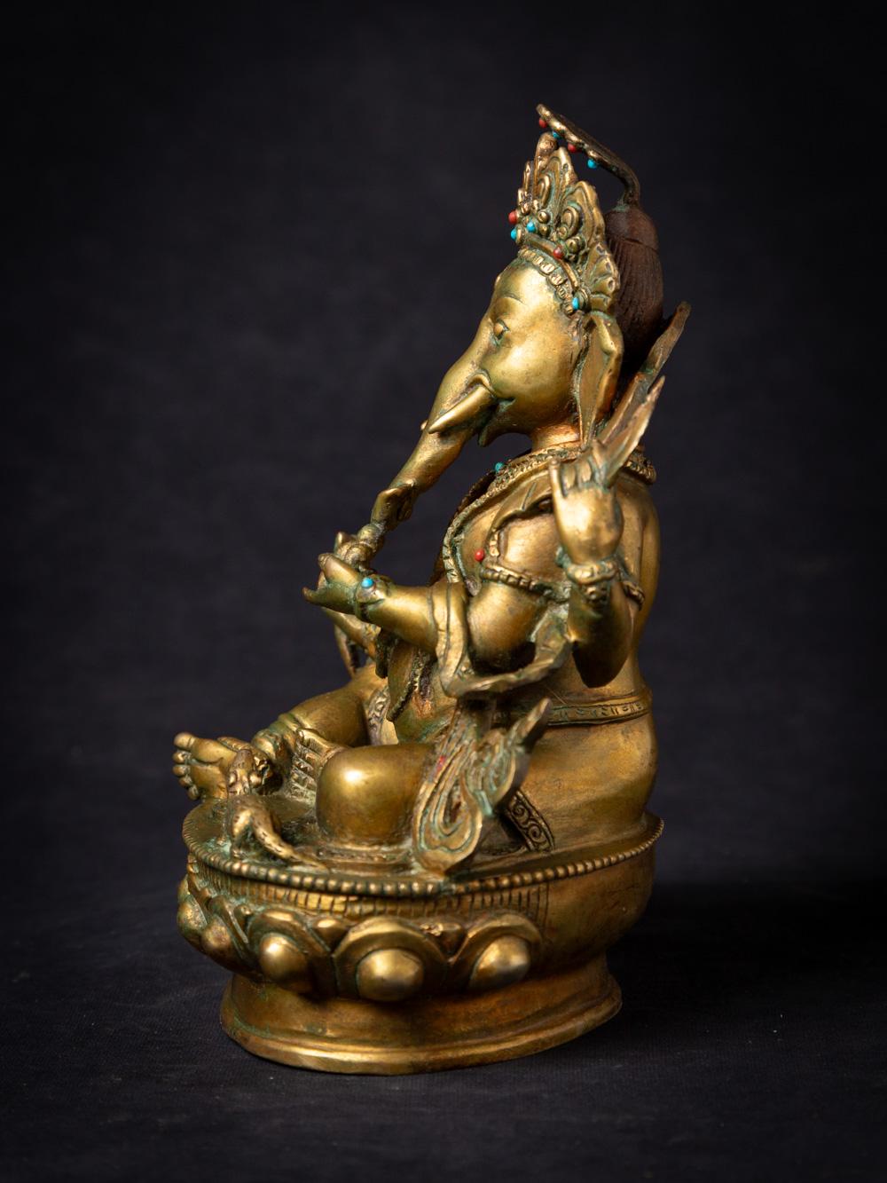 Mid-20th century old bronze Nepali Ganesha statue with gold fire gilded ...