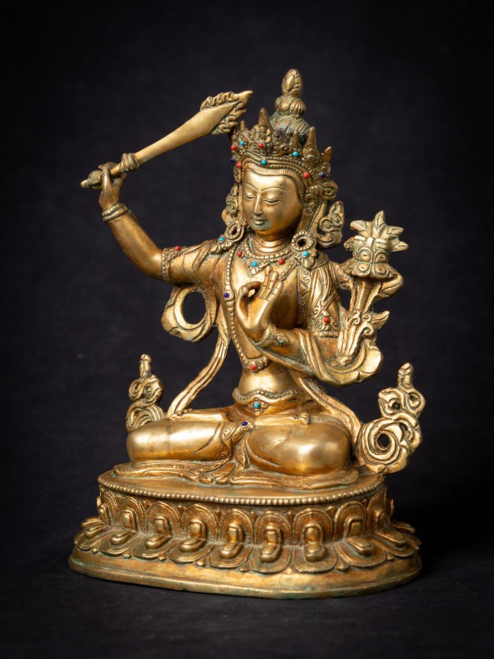 Mid-20th century old bronze Nepali Manjushri statue For Sale at 1stDibs