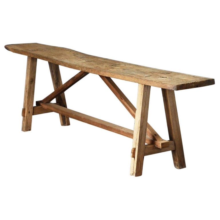 Mid 20th Century / Old Japanese Wooden Bench / Chestnut Bench / Long ...