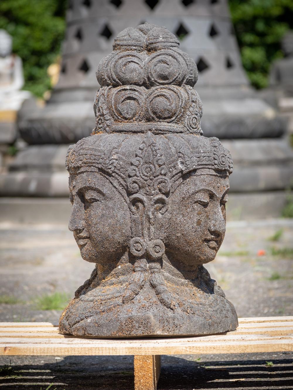 Mid 20th century old lavastone head of the god Brahma with 3 faces For ...